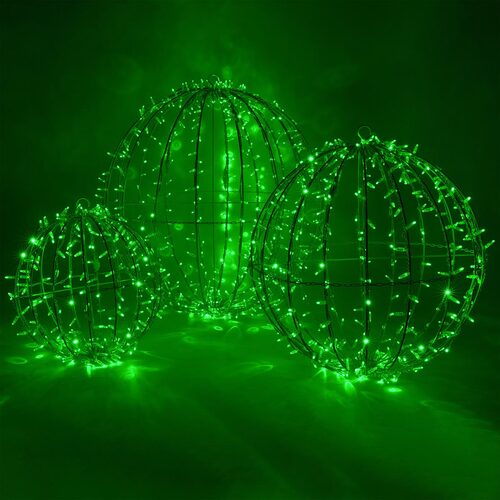 Commercial Mega Sphere Light Ball, Fold Flat, Green LED - Yard Envy