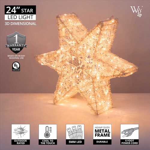 Wintergreen Lighting® LED Dimensional Six Point Star, Warm White Lights ...