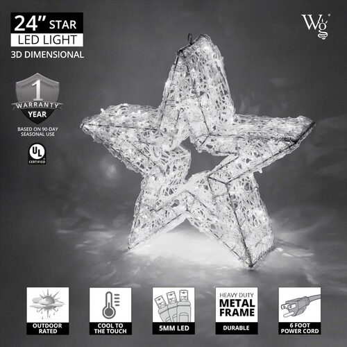 Wintergreen Lighting® LED Five Point Dimensional Star, Cool White ...