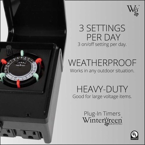 Wintergreen Lighting® 15 Amp Heavy Duty Grounded Timer - Outdoor - Yard ...