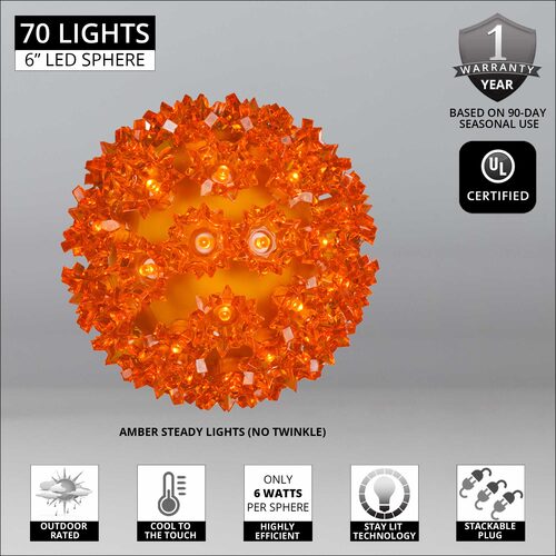 Light Sphere, Amber 5mm LED Lights - Yard Envy