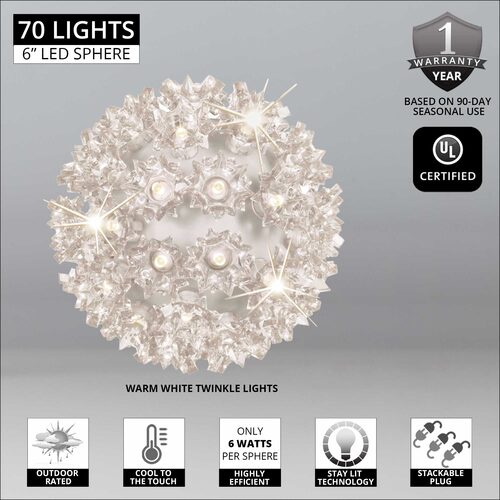 Light Sphere, Warm White 5mm Twinkle LED Lights - Yard Envy