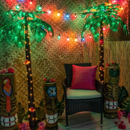 LED Lighted Palm Tree with Green Canopy - Yard Envy