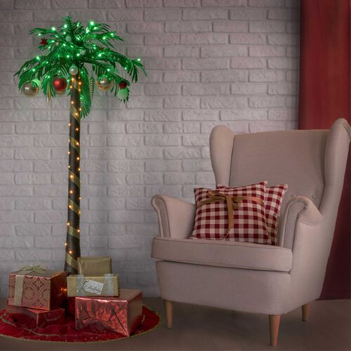 LED Lighted Palm Tree with Green Canopy - Yard Envy