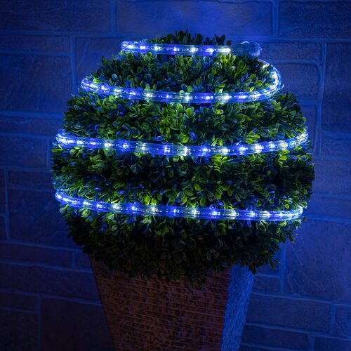 18' Blue, Cool White LED Rope Light, 2 Wire 1/2", 120 Volt - Yard Envy