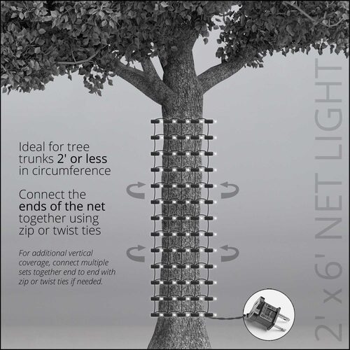 LED Tree Wrap Lights, Warm White, Brown Wire - Yard Envy