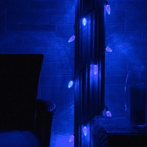 C9 LED String Lights, Blue, Green Wire - Yard Envy