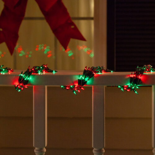 9' Garland Lights, 300 Red/Green Lamps, Green Wire - Yard Envy