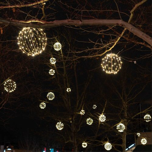 Light Ball, Fold Flat White Frame, Warm White LED - Yard Envy