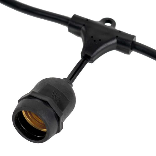 Commercial Patio Light String, Suspended E26 Medium Sockets, Black Wire ...