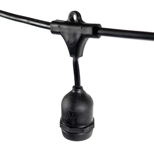 Commercial Patio Light String, Suspended E26 Medium Sockets, Black Wire ...