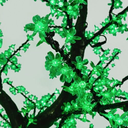 Black LED Cherry Tree, Green Lights - Yard Envy