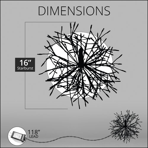 Silver UltraBright Starburst LED Lighted Branches, Pure White Flashing ...