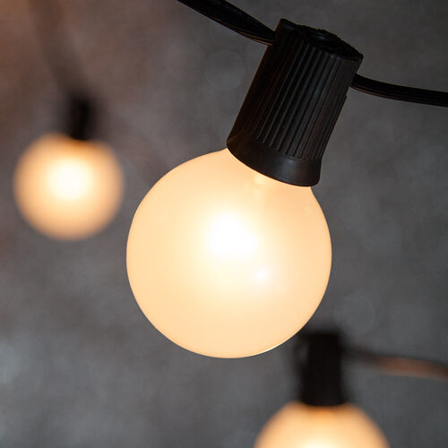 Globe String Lights, Pearl White G50 Satin Bulbs - Yard Envy