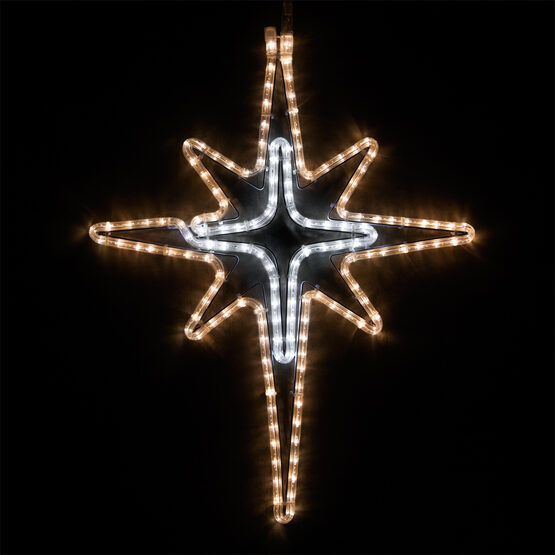 LED Blue and Cool White Bethlehem Star with Cross Center - Yard Envy