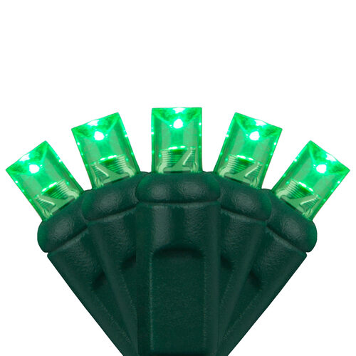 Wide Angle LED Mini Lights, Green, Green Wire - Yard Envy