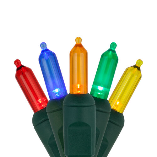 T5 Mini Christmas String Lights, Multicolor, Green Wire - Yard Envy