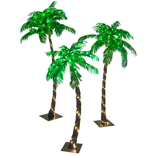 Curved LED Lighted Palm Tree with Green Canopy - Yard Envy