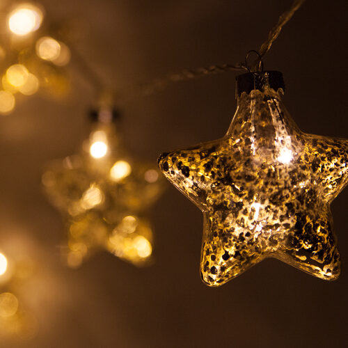 Wintergreen Lighting® Battery Operated LED Iridescent Gold Glass Star ...