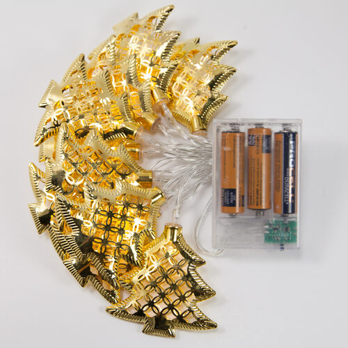 Wintergreen Lighting® Battery Operated LED Golden Metal Christmas Tree ...