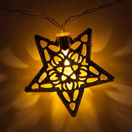 Wintergreen Lighting® Battery Operated LED Golden Metal Star String ...
