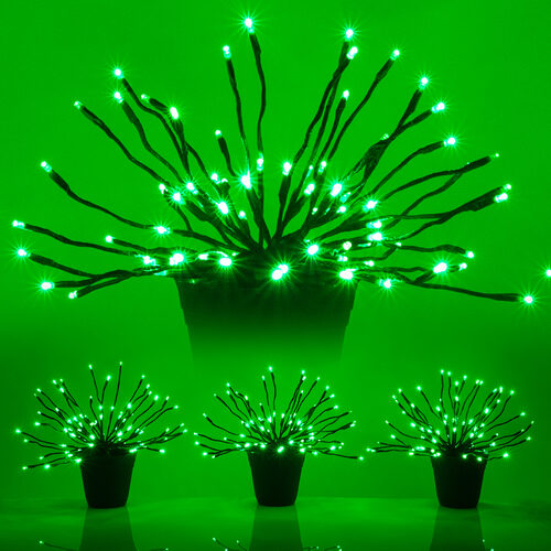 Green Starburst LED Lighted Branches, Green Twinkle Lights, 3 pc - Yard ...