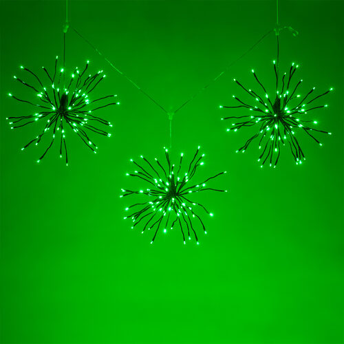 Green Starburst LED Lighted Branches, Green Twinkle Lights, 3 pc - Yard ...