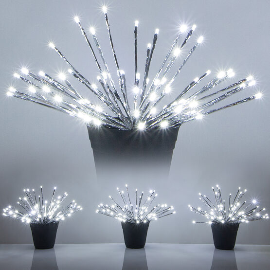 Silver Starburst LED Lighted Branches, Cool White Twinkle Lights, 3 pc ...