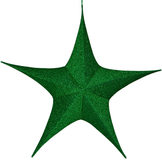 Outdoor Christmas Decorations - 44" Green Unlit Hanging Star, Fold Flat ...