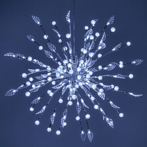 Silver Starburst LED Lighted Branches, Cool White Lights, 1 pc - Yard Envy