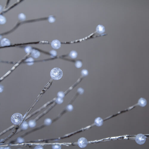 Silver Decorative Tree, Cool White LED Mini Globe Lights - Yard Envy