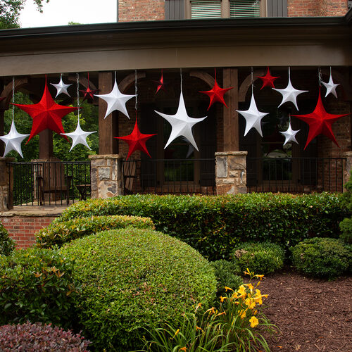 Outdoor Christmas Decorations - 32" Red Unlit Hanging Star, Fold Flat ...