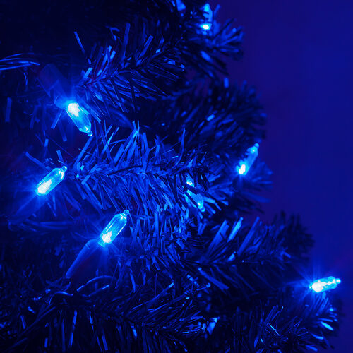 T5 Mini Christmas String Lights, Blue, Green Wire - Yard Envy