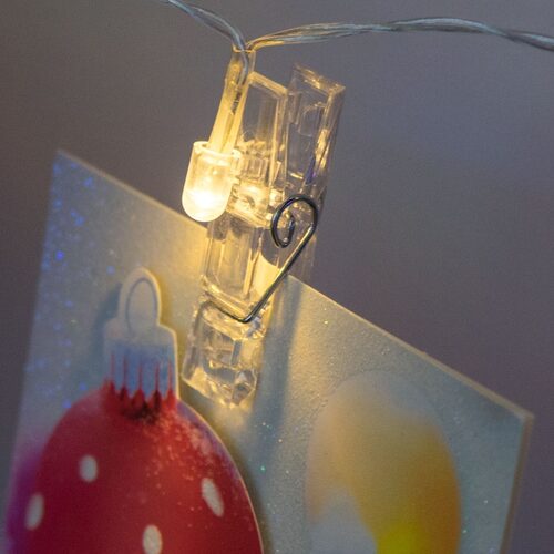 LED Clothes Pin String Lights, 10 Warm White Lights - Yard Envy