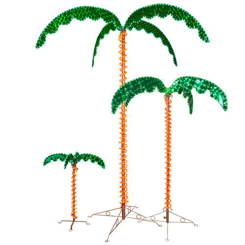 Deluxe Rope Light LED Lighted Palm Tree with Green Canopy - Yard Envy