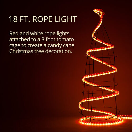 18' Warm White LED Rope Light, 2 Wire 1/2", 120 Volt - Yard Envy