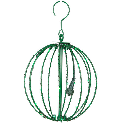 Fairy Light Ball, Fold Flat Green Frame, Green LED - Yard Envy