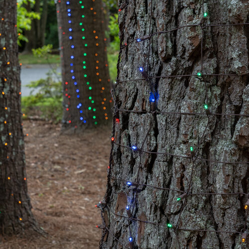 LED Tree Wrap Lights, Multicolor, Brown Wire - Yard Envy