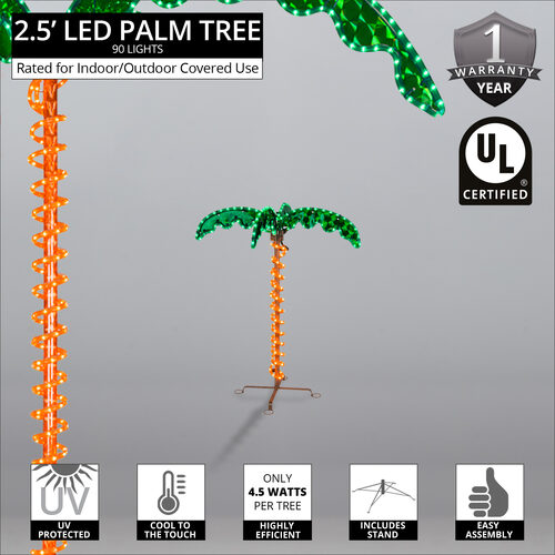 Deluxe Rope Light LED Lighted Palm Tree with Green Canopy - Yard Envy