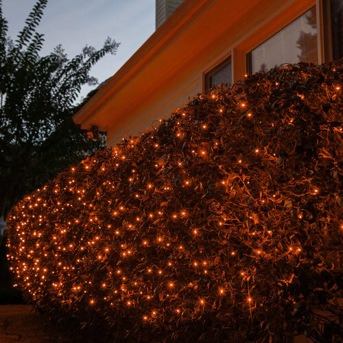 5mm LED Net Lights, Amber, Green Wire - Yard Envy