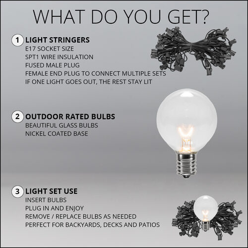 Globe String Lights, Clear G50 Bulbs - Yard Envy