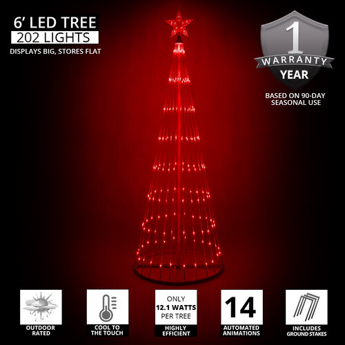 Red LED Animated Outdoor Lightshow Tree - Yard Envy